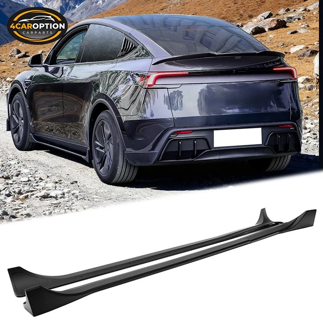 SIDE SKIRTS FITS 25-26 Tesla Model Y Juniper Matte Black Rocker Panel ...