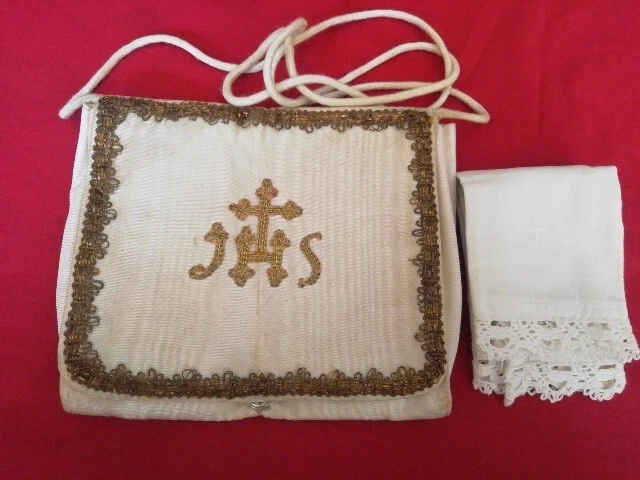 ANTICA BORSA DEL corporale Religiosa Seta Ricamata a Mano EUR 65,00 ...