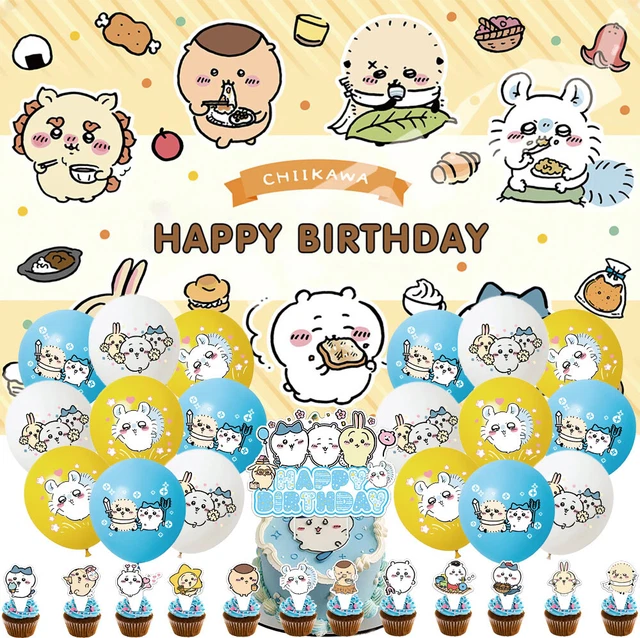 CHIIKAWA BIRTHDAY PARTY Decorations Set Balloons Cake Toppers Backdrop ...