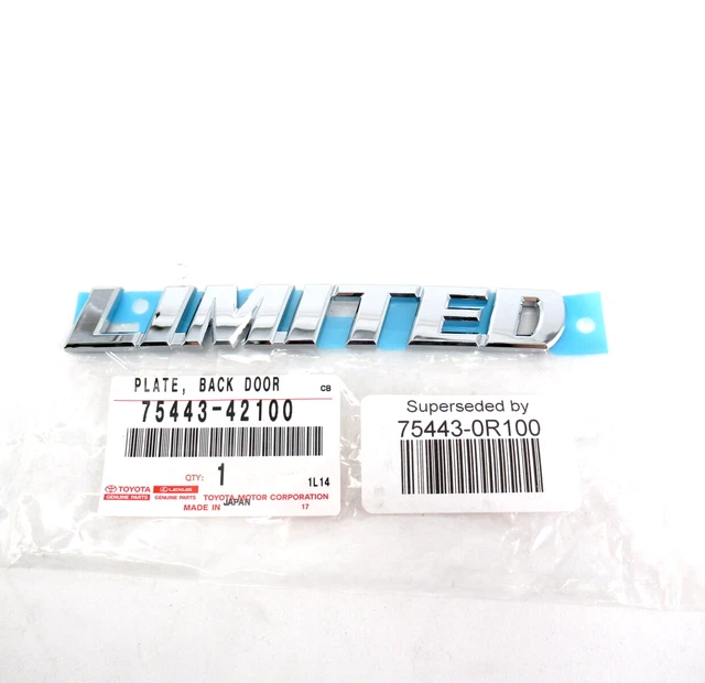 GENUINE OEM TOYOTA 75443-0R070 "LIMITED" Nameplate 2016-2018 RAV4 $40. ...
