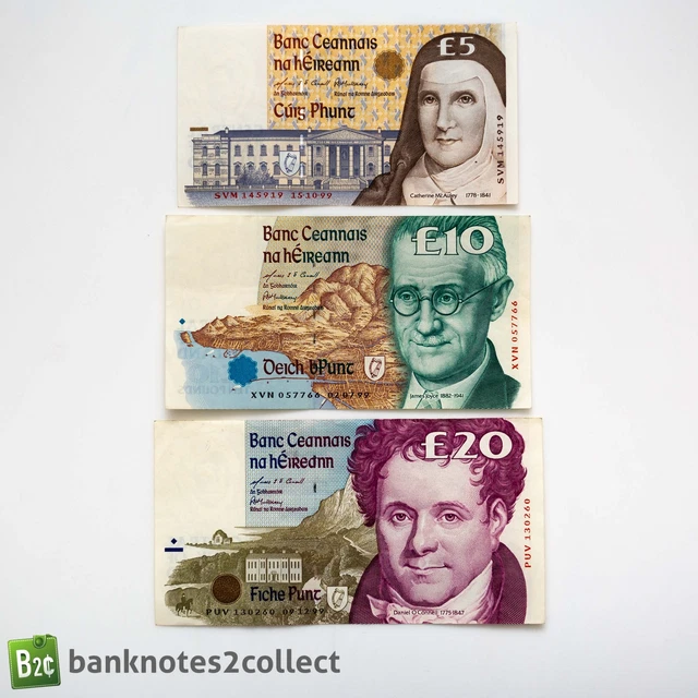 IRELAND: SET OF 3 Irish Punt Banknotes. £9.50 - PicClick UK