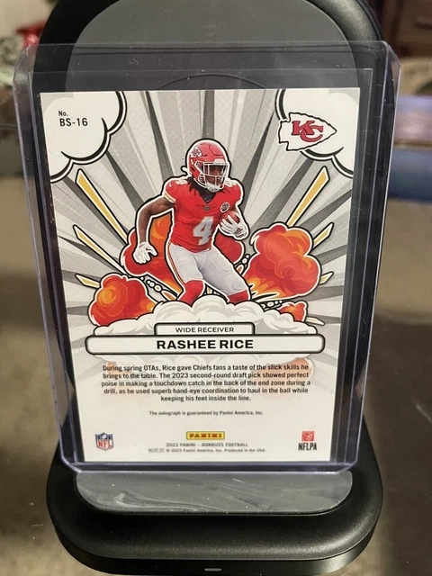 2023 DONRUSS RASHEE Rice RC Bomb Squad voiture /199 Kansas City Chiefs ...