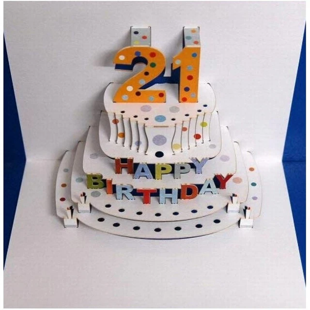 LASER CUT POP Up Birthday Card by Forever Cards - 21st Birthday Cake £6 ...