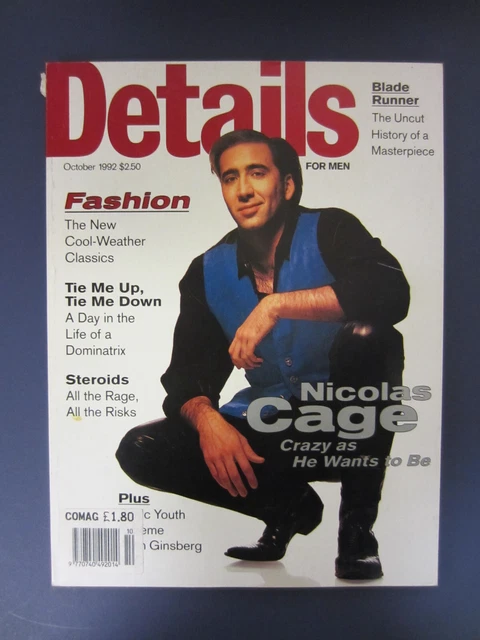 DETAILS MAGAZINE OCTOBER 1992 Nicholas Cage Blade Runner Sonic Youth ...
