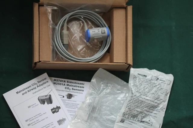 PHILIPS M2501A MAINSTREAM CO2 Sensor EtCO2 Capnography Airway Adapters ...