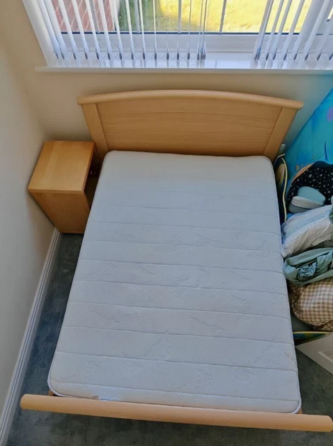 DOUBLE WOOD BED frame and mattress £156.72 - PicClick UK