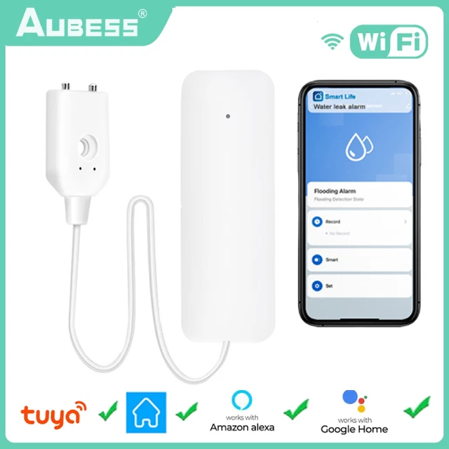 WATER LEAKAGE ALARM WIFI Water Leak Sensor Detector Flood Overflow ...