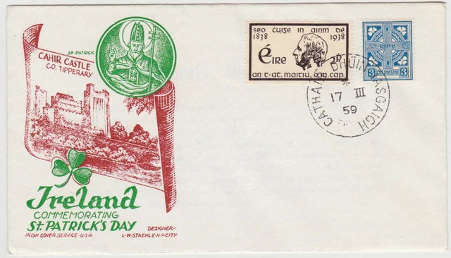 IRELAND, 1959 &STAEHLE& Castle Series St. Patrick's Day Cover - Cahir ...