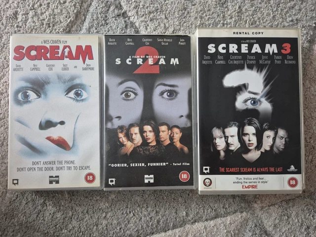 SCREAM EX RENTAL VHS Trilogy 1 2 3 Video Tape Big Box Horror £10.00 ...
