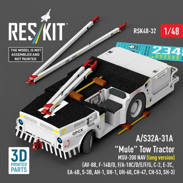 AIRCRAFT TOW TRACTOR A/S-32A-31A Mule MSU-200 NAV Long 1/48 ResKit ...