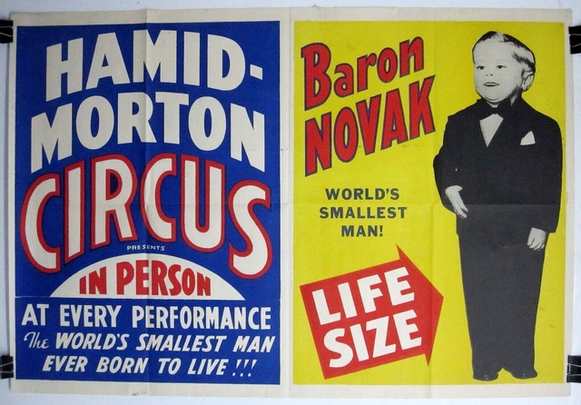 VINTAGE 1940 WORLD'S SMALLEST MAN 42x28 CIRCUS FREAK SIDESHOW Poster ...
