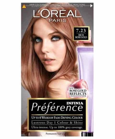LOREAL PARIS PREFERENCE Infinia Permanent Color 7.23 Rich Rose Gold £13 ...