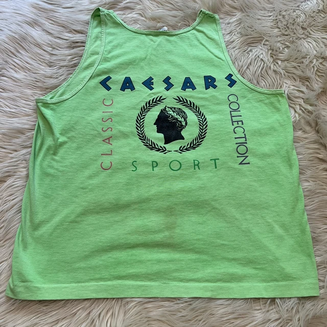 VINTAGE 90S CAESARS Palace Classic Sport Collection Tank Top Lime Green ...