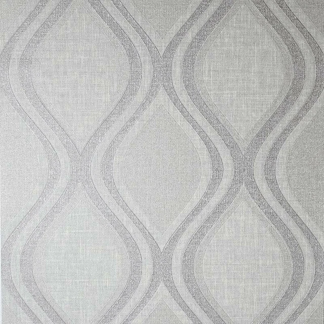 ARTHOUSE VINTAGE OGEE Curve Geometric Grey/Silver Heavyweight Wallpaper ...