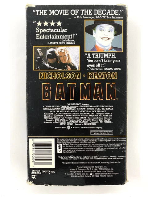 BATMAN 1989 1ST Print Vhs Jack Nicholson, Keaton Dc Comics £4.03 ...