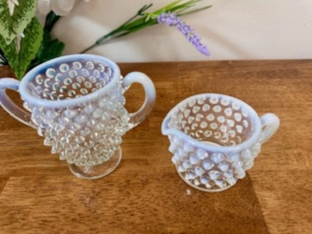 VINTAGE WHITE OPALESCENT Hobnail Cream and Sugar Set –Fenton Style ...