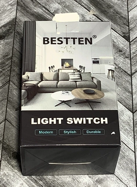 BESTTEN SINGLE POLE Wall Light Switch with Wallplate, 15A 120/277V 2 ...