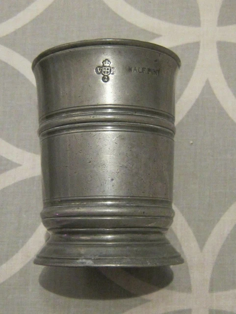 ANTIQUE 19TH CENTURY Victorian assay mark half pint pewter cup £42.28 ...