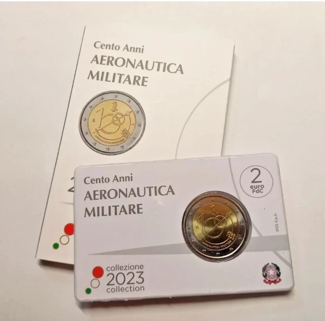 2 EURO 2023 Italia COINCARD Cento anni dell'Aeronautica Militare EUR 18 ...