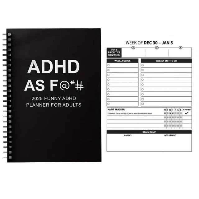 12 MONTH FAMILY Calendar ADHD Planner 2025 ADHD Daily Planner For ...