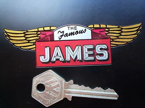 THE FAMOUS JAMES Winged Classic Motorcycle Bike Sticker 4" Captain ...