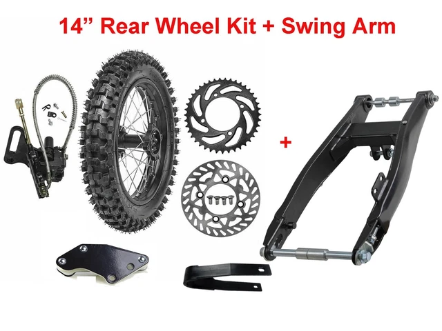 14& REAR WHEEL Assembly Kit 90/100-14 Tyre Rim Pit Dirt Bike 110cc ...