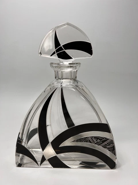 1920S ART DECO Bohemian Karl Palda Glass Geometric Decanter Bottle w ...