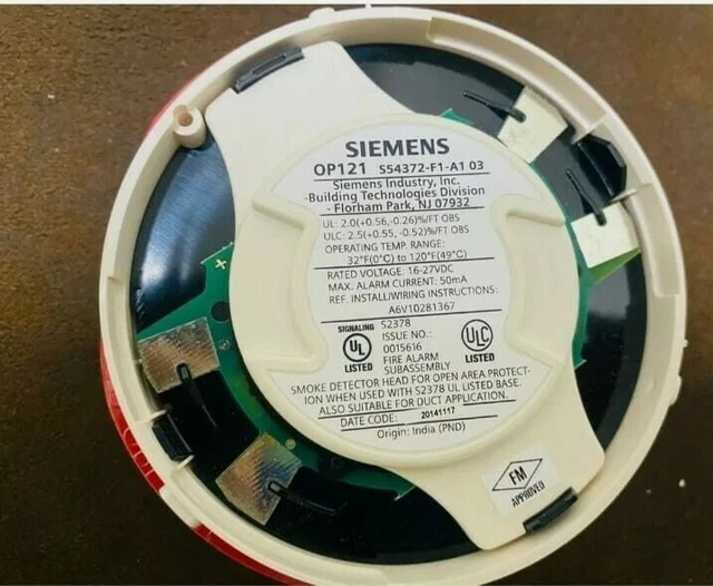 NEW SEIMENS OP-121 Fire Alarm Smoke Detector 24 V DC Fire Safety 1 $164 ...