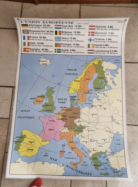 RARE GEOGRAPHICAL SCHOOL Map of Europe 2002 year 2000 EUR 500,00 ...