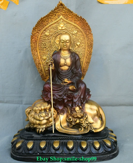 22&TIBET BRONZE GILD Tang Seng San Zang Ksitigarbha Boddhisattva Buddha ...
