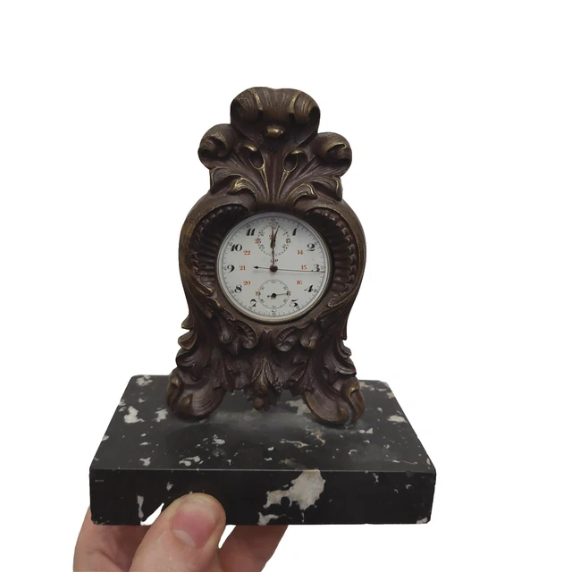 ANCIEN PORTE MONTRE Gousset Bronze Marbre Style Louis Xv 19eme Xix ...