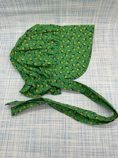 SUN BONNET HAT Farm Country Pioneer Costume Cosplay green flowers $9.99 ...