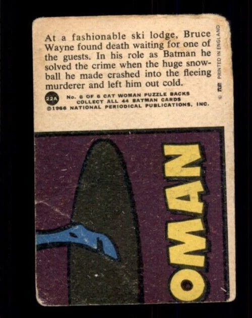 1966 SCANLENS BATMAN A Series Red Bat #22A Death Skis the Slopes FAIR ...