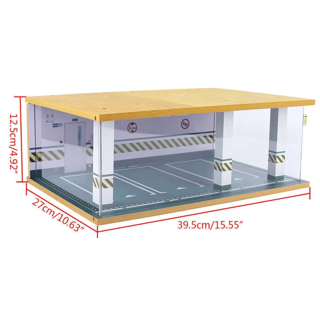 1/24 SCALE CAR Garage Model Diorama Parking Lot Scenery Display Box w ...