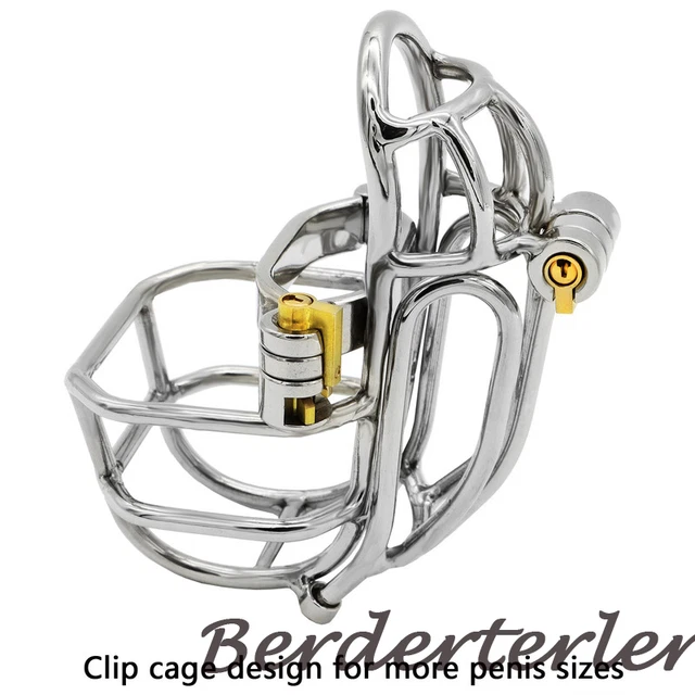 STAINLESS STEEL DETACHABLE Male Chastity Device PA Puncture Cage Ring ...