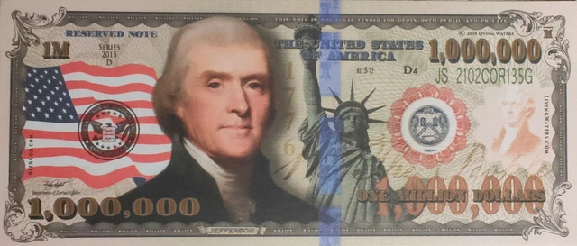 REPLICA 100X PATRIOTIC Million Dollar Bill Note fake Bill Gospel Tract ...
