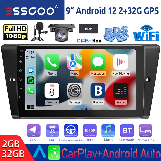 ANDROID 12 32G DAB+ Carplay Autoradio GPS Bluetooth MIK pour BMW Série 3 E90 E91 E92 EUR 171,42 ...
