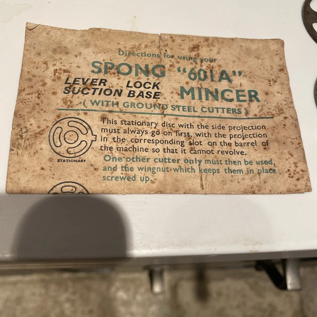 RARE VINTAGE SPONG & Co 601 Mincer With 3 Mincing Blades £5.43 ...