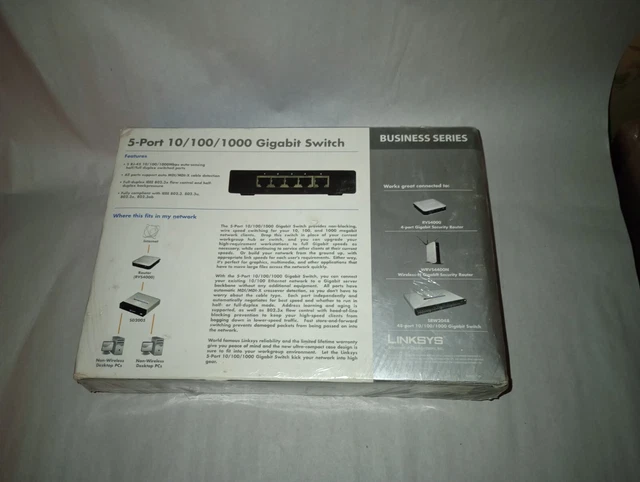 LINKSYS SD2005 5 Ports 10/100/1000 Gigabit Switch Business Serie Cisco 2007 Neu im Karton EUR 58 ...