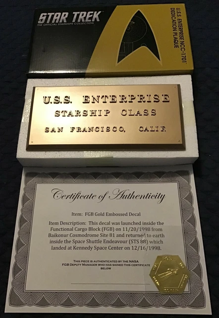 STAR TREK USS Enterprise NCC 1701 Dedication Plaque Eaglemoss PLUS ...