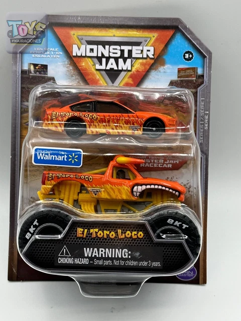 MONSTER JAM 1:64 El Toro Loco Race Car & Monster Truck SERIES 1 Spin ...