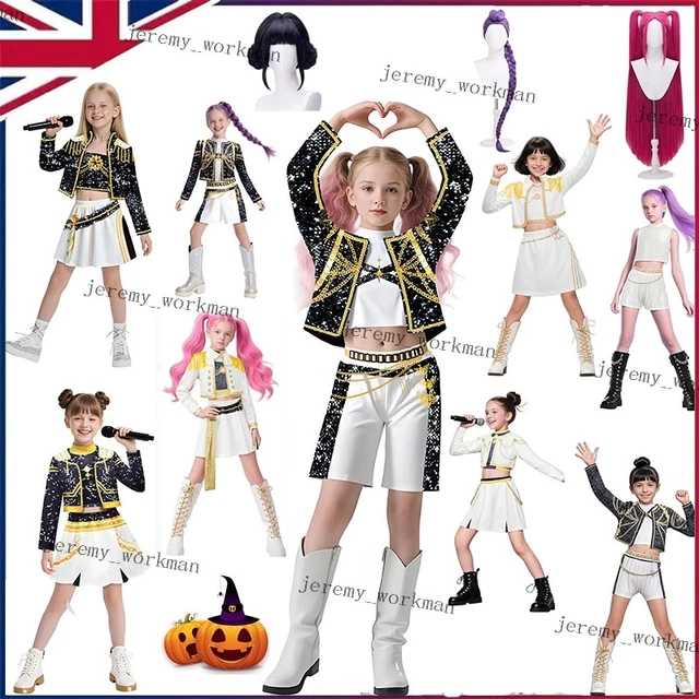KIDS GIRLS K-POP Demon Hunters Costume Rumi-Mira Zoey Cosplay Fancy Dress Outfit £13.99 ...