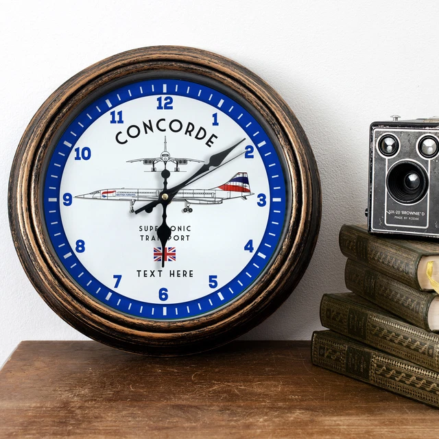 CONCORDE CLOCK PERSONALISED Wall British Airways Air France Plane Gift ...