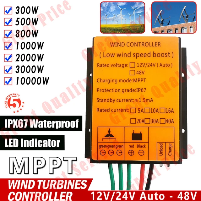 12V/24V/48V MPPT WIND Turbine Generator Charge Controller Charger ...