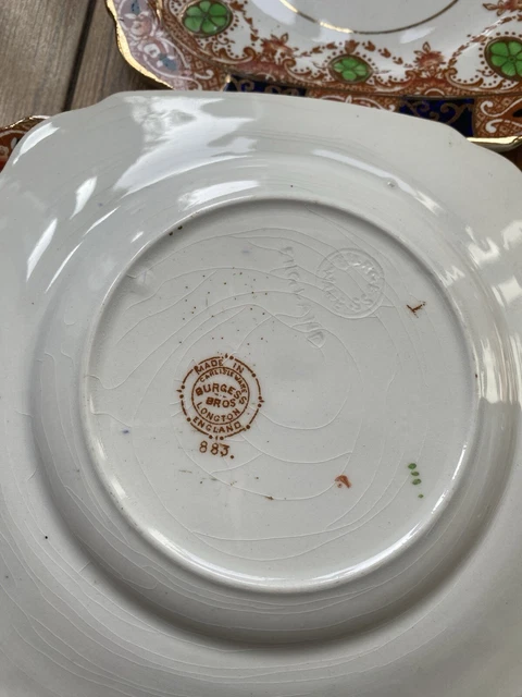 ANTIQUE BURGESS BROS Carlisle Ware Imari 6 inch Square Side plate. Set ...