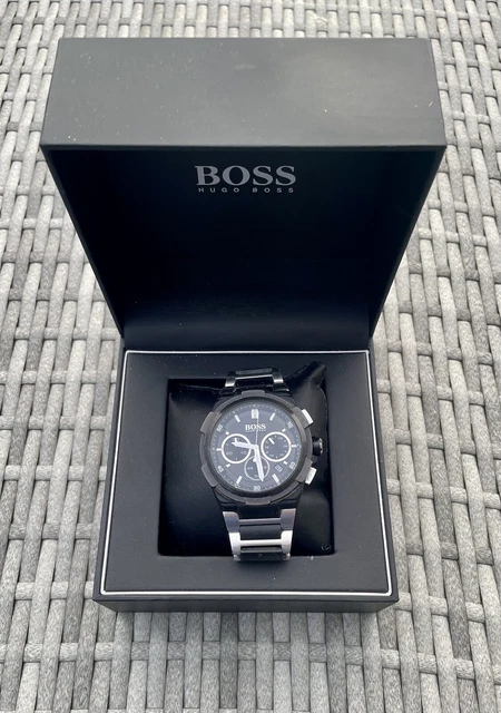 HUGO BOSS MEN’S Chronograph Quartz Stainless Steel Black Dial 46mm ...