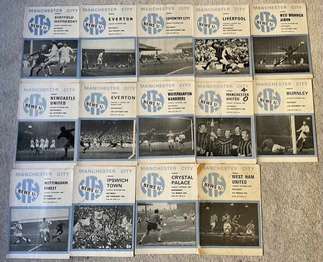 MANCHESTER CITY PROGRAMMES x 14 from Season 1969-1970 £21.50 - PicClick UK