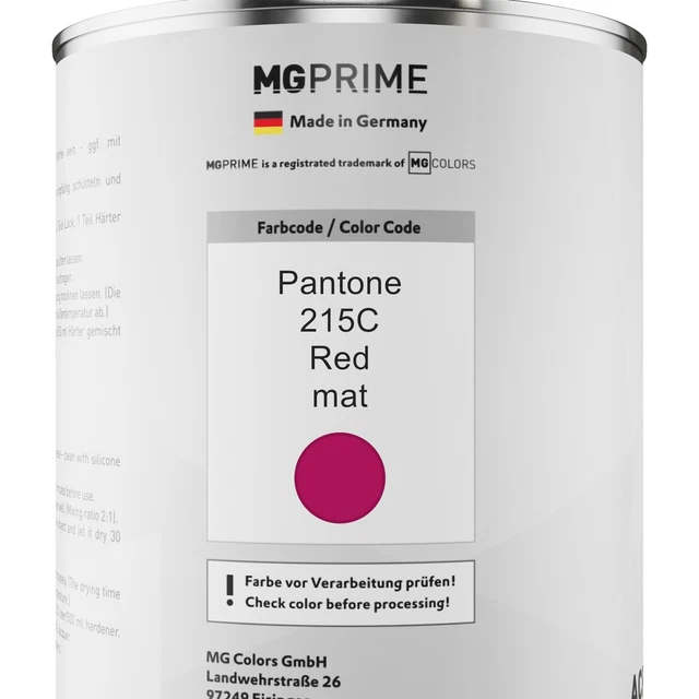 PANTONE 215C RED mat peinture acrylique 1,5 Litres 1500 ml durcisseur ...