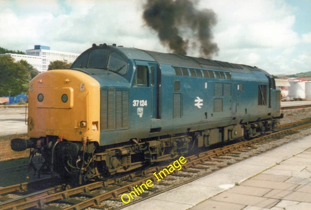 RAILWAY PHOTO 6X4 Class 37 37124 BR Blue Light Engine Aberystwyth c1985 ...
