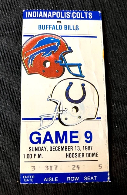 INDIANAPOLIS COLTS TICKET STUB v BUFFALO BILLS 1987 - RARE! LAST ONE ...